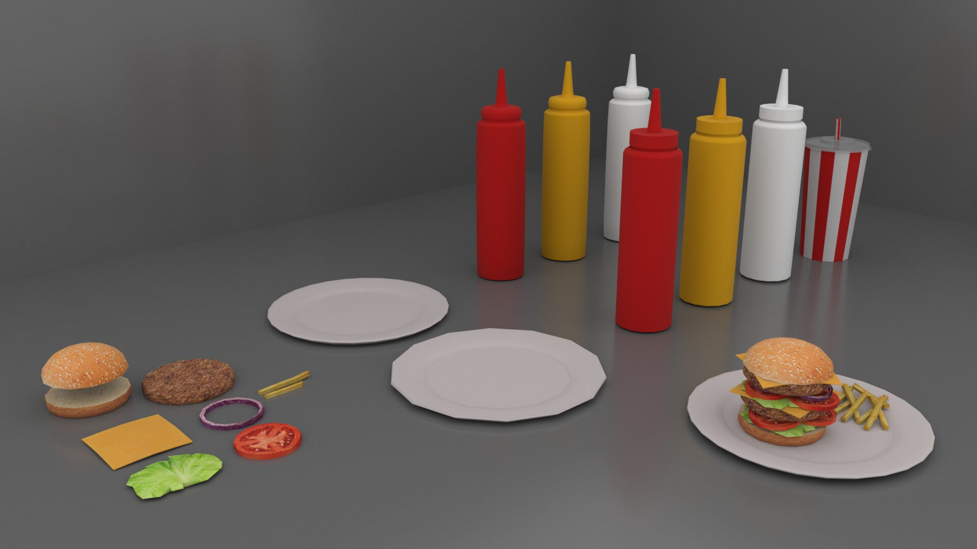 Fast Food Pack 01 Burger - 3D Model by ViperJr3D