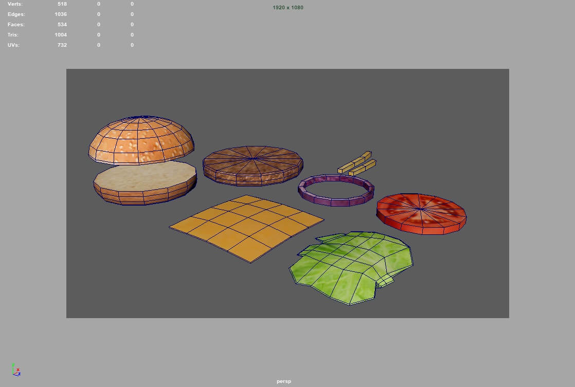 Fast Food Pack 01 Burger - 3D Model by ViperJr3D
