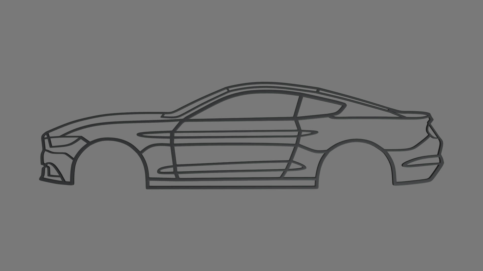 Ford Mustang 2017 Wall Silhouette - 3D Print Model by ViperJr3D