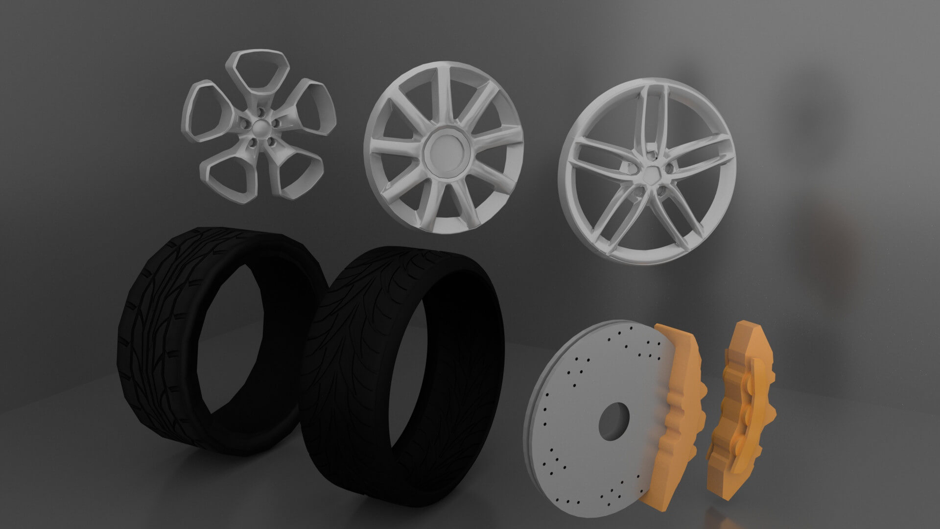 Generic Car Wheels Tire 3D Models Low and High Poly by ViperJr3D