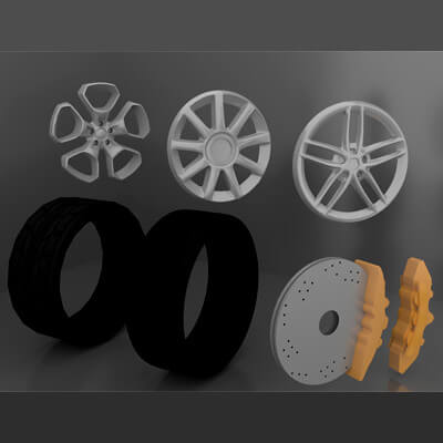 Generic Car Wheels Tire 3D Models Low and High Poly by ViperJr3D