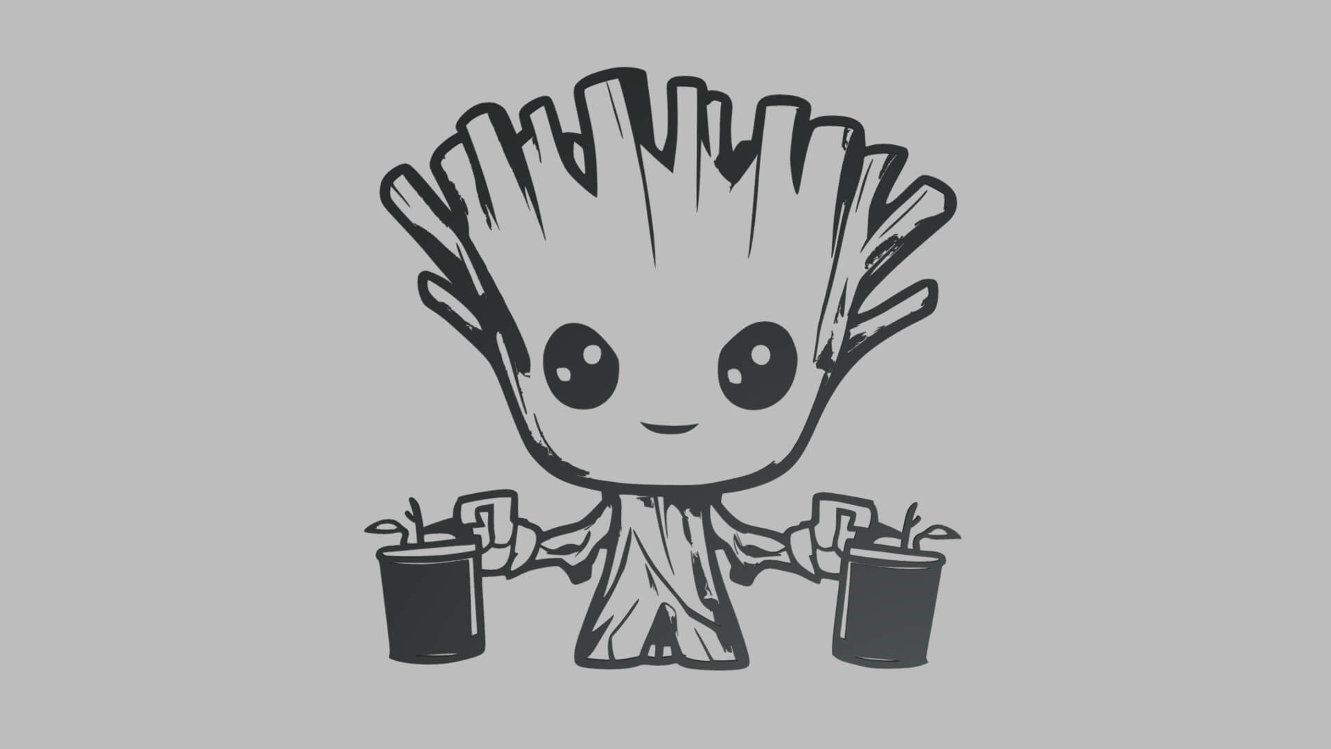 Groot 01 Wall Silhouette - 3D Model by ViperJr3D