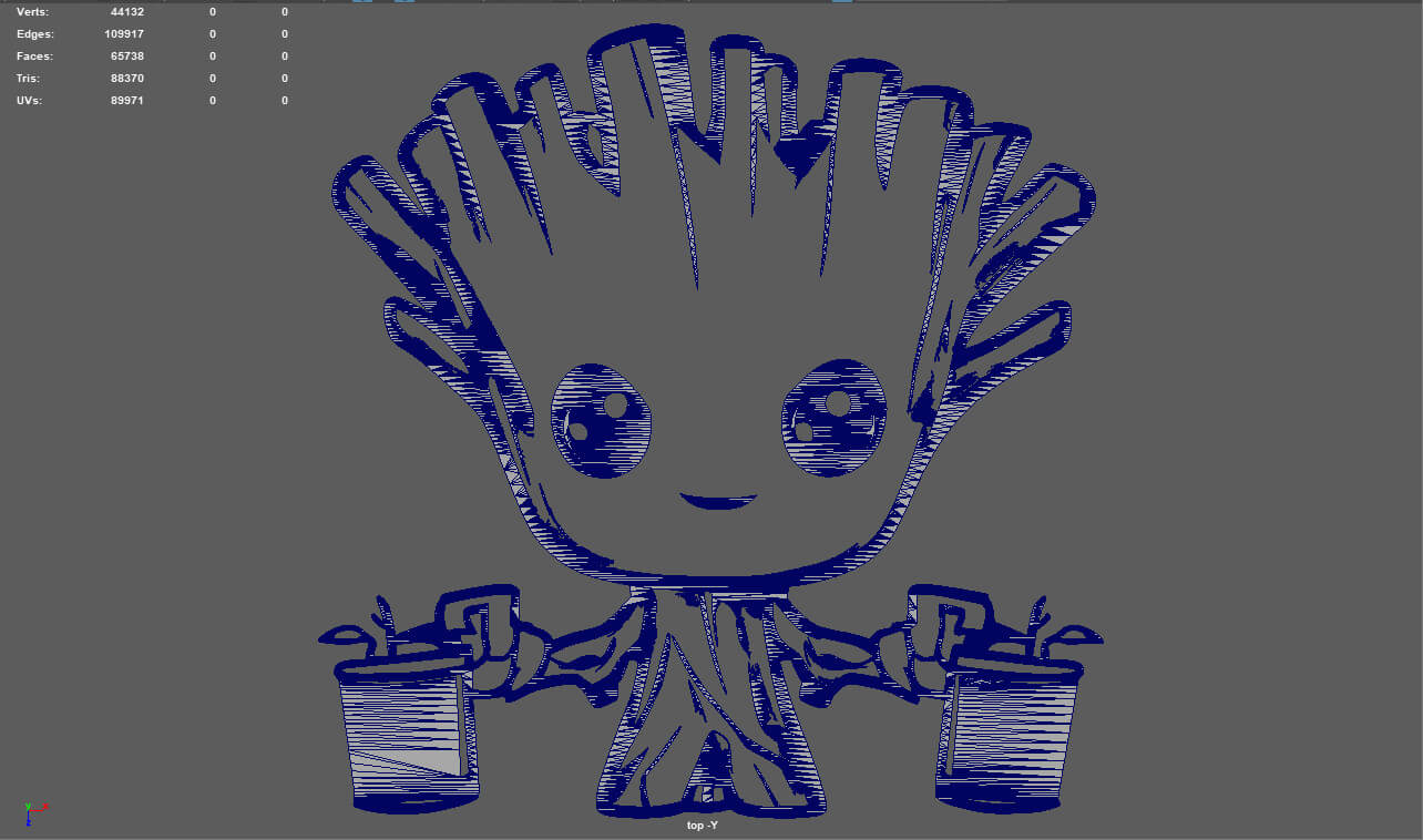 Groot 01 Wall Silhouette - 3D Model by ViperJr3D