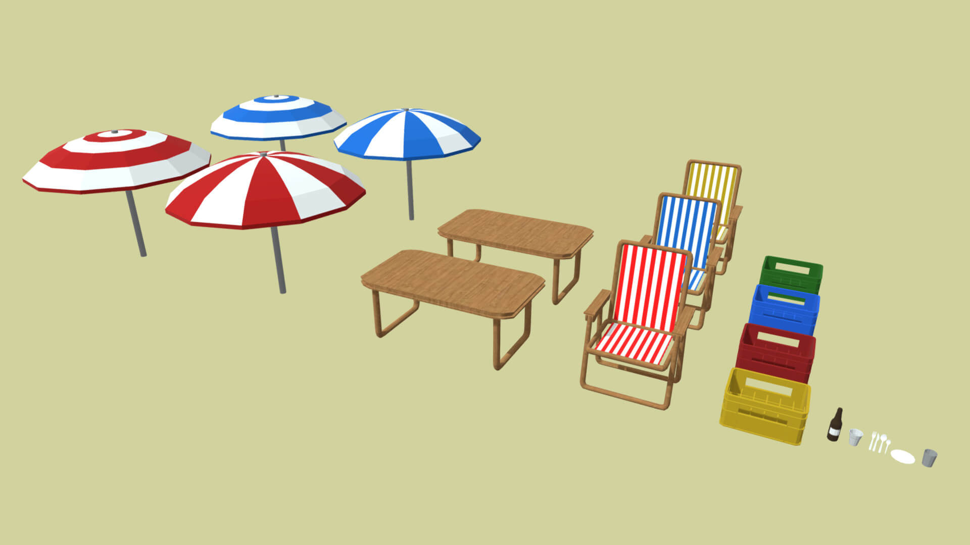 Low Poly Beach Pack - 3D Model by ViperJr3D