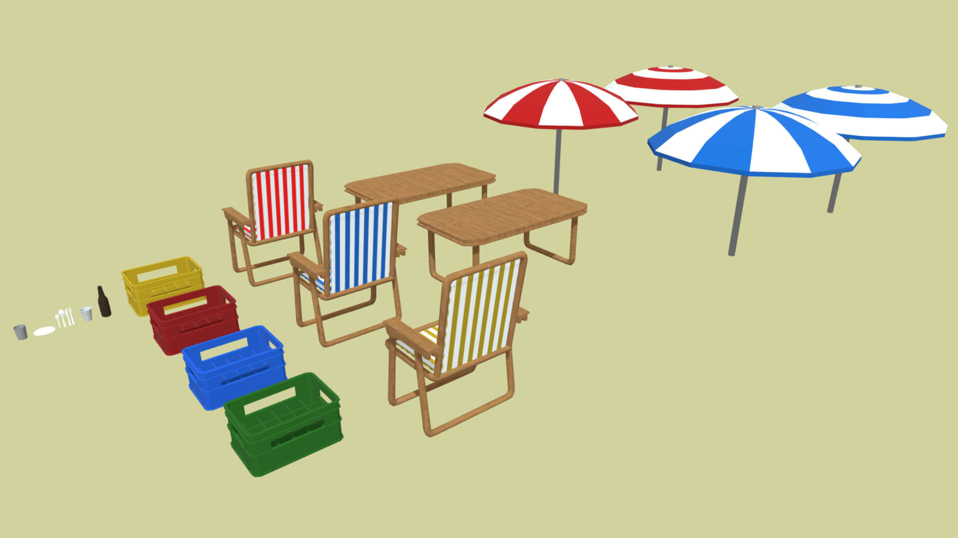 Low Poly Beach Pack - 3D Model by ViperJr3D