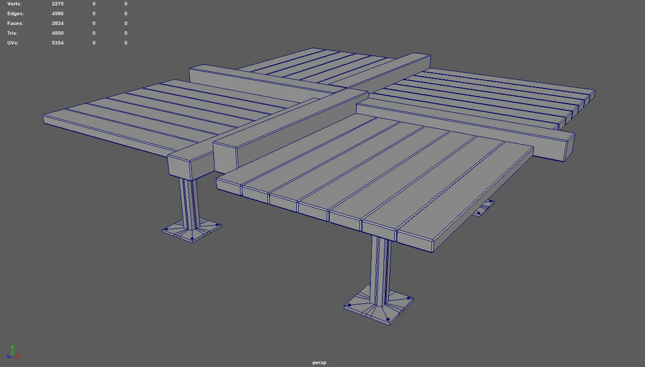 Low Poly Bench 01 - 3D Model by ViperJr3D