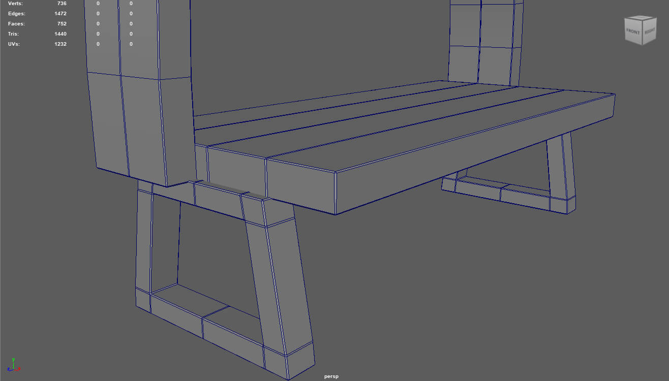 Low Poly Bench 010 - 3D Model by ViperJr3D