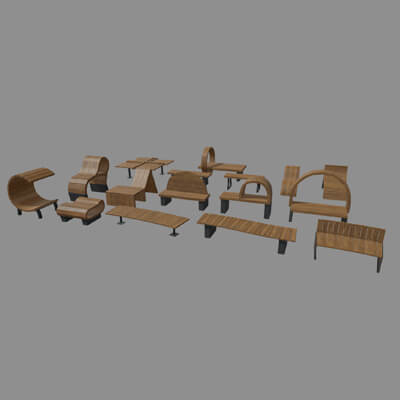Low Poly Bench Pack - 3D Model by ViperJr3D
