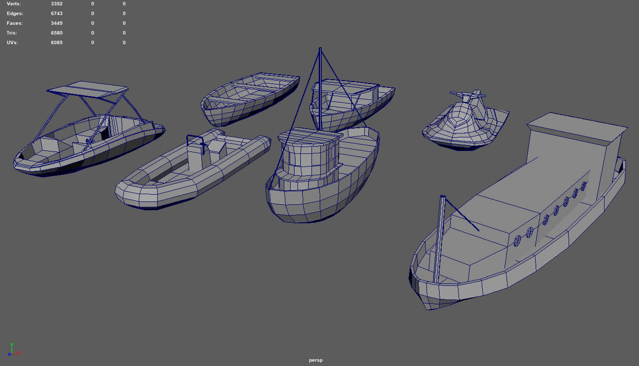 Low Poly Boats Pack 01 - 3D Model by ViperJr3D