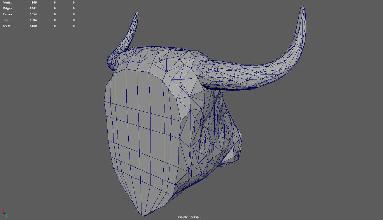 Low Poly Bull Head - 3D Model by ViperJr3D