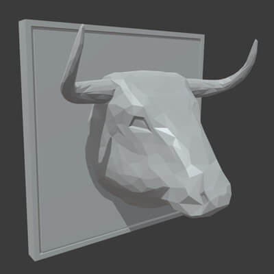 Low Poly Bull Head - 3D Model by ViperJr3D