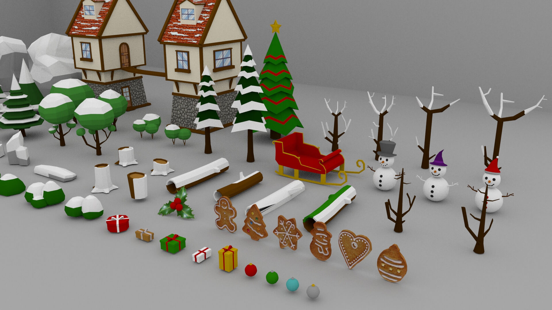 Low Poly Christmas Pack 01 - 3D Model by ViperJr3D