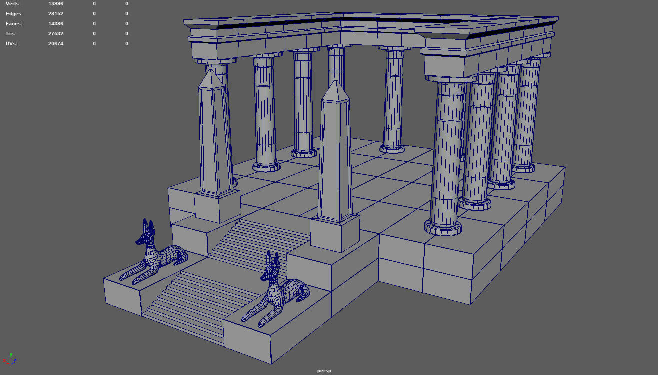 Low Poly Egyptian Temple 01 - 3D Model by ViperJr3D