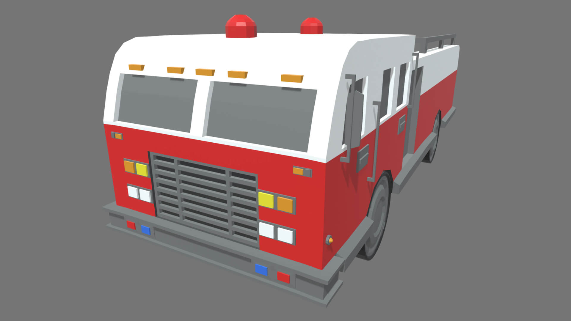 Low Poly Fire Truck 01 - 3D Model by ViperJr3D