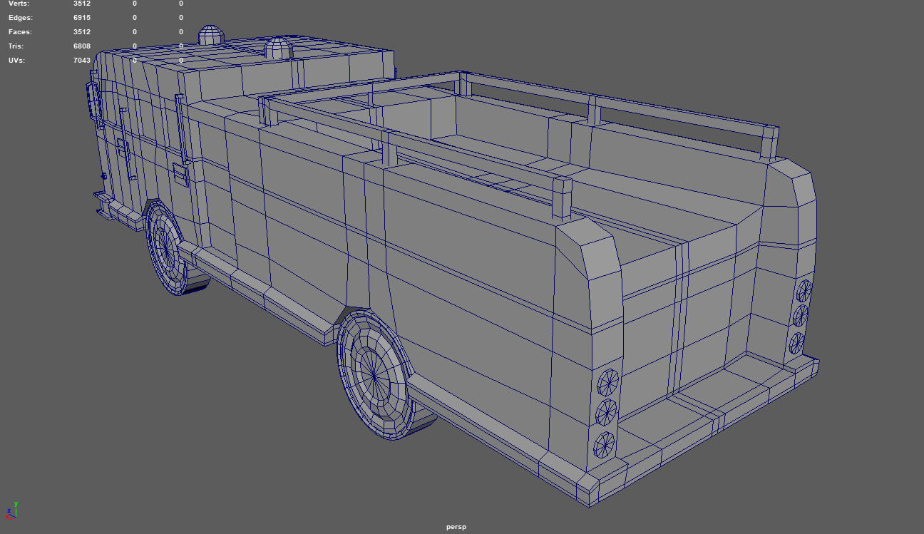 Low Poly Fire Truck 01 - 3D Model by ViperJr3D