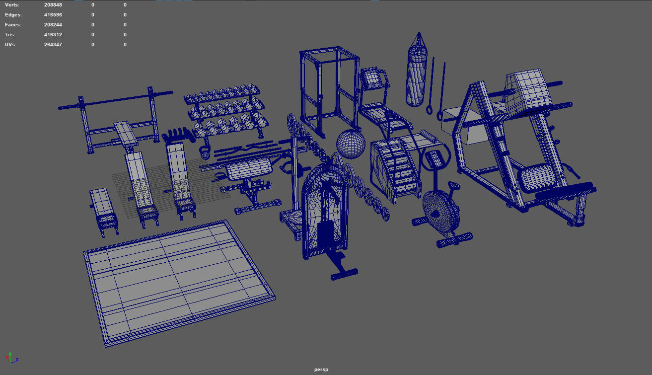 Low Poly Gym - 3D Model by ViperJr3D