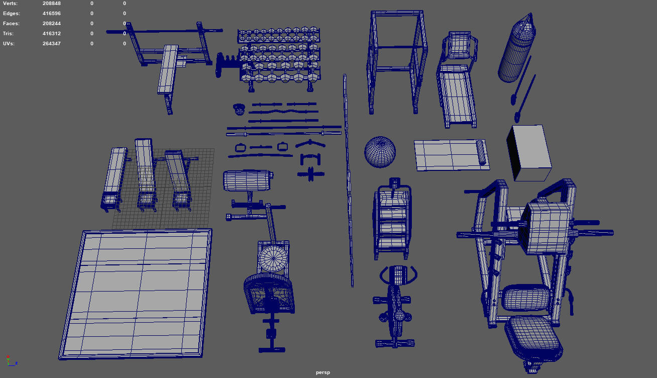 Low Poly Gym - 3D Model by ViperJr3D