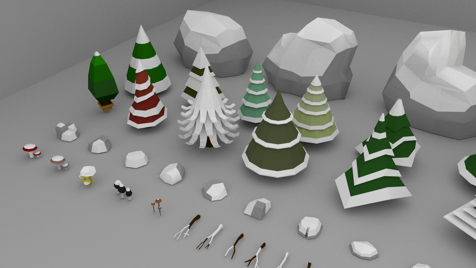 Low Poly Normal Snow Trees Pack - 3D Model by ViperJr3D