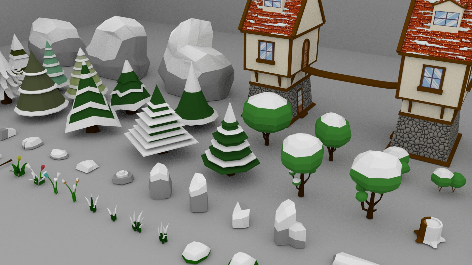 Low Poly Normal Snow Trees Pack - 3D Model by ViperJr3D