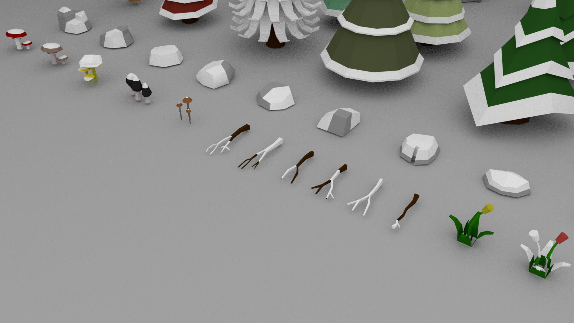 Low Poly Normal Snow Trees Pack - 3D Model by ViperJr3D