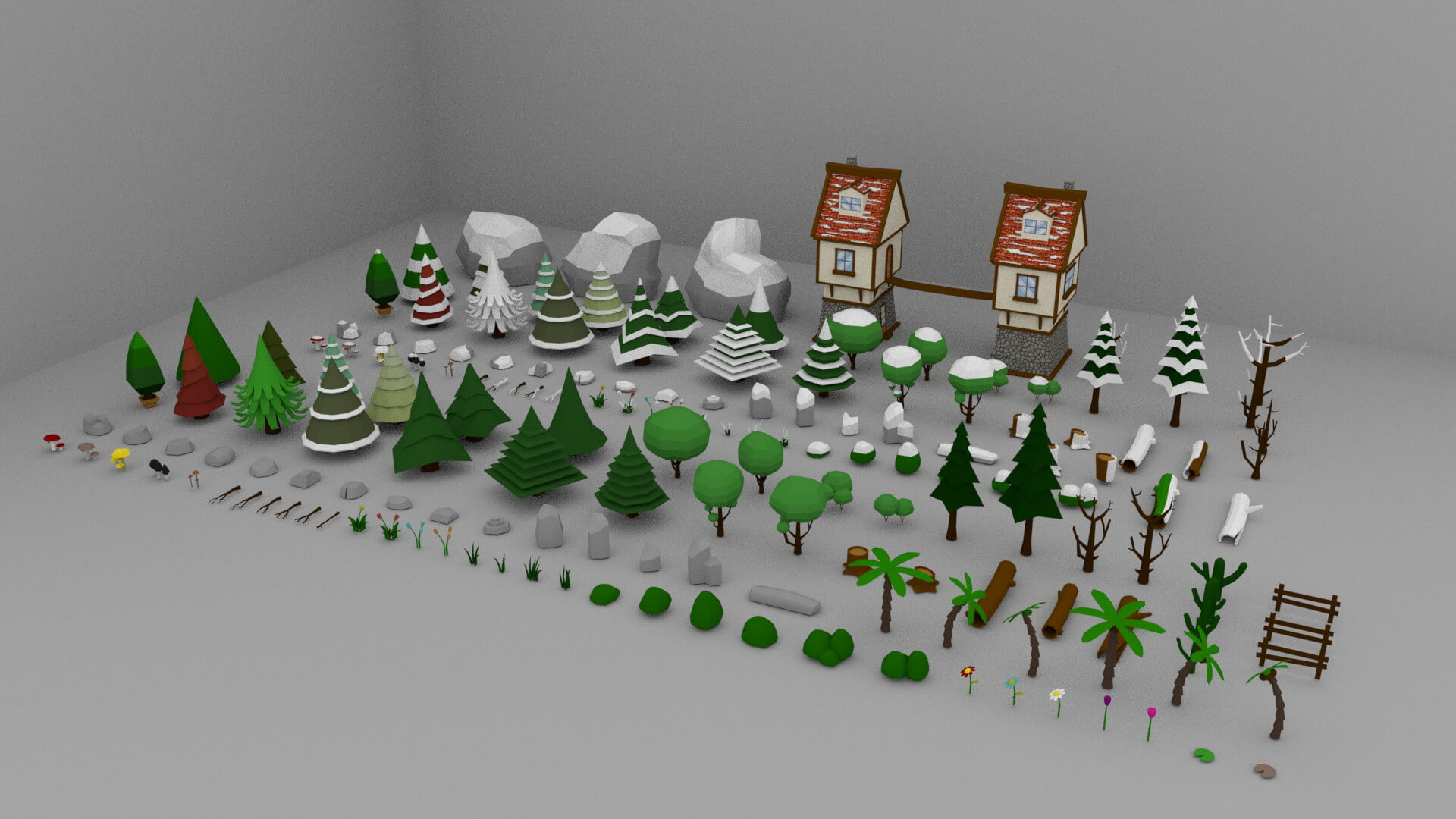 Low Poly Normal Snow Trees Pack - 3D Model by ViperJr3D