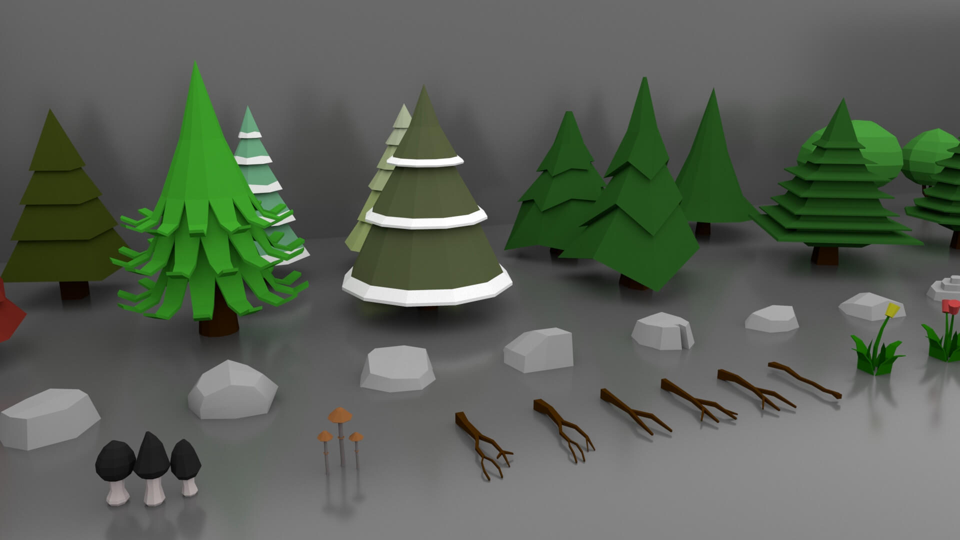 Low Poly Normal Snow Trees Pack - 3D Model by ViperJr3D
