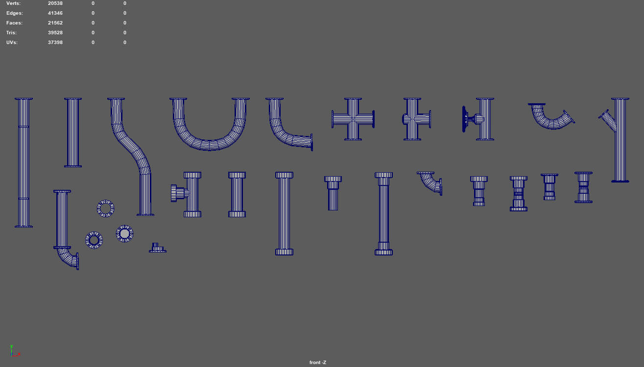 Low Poly Pipes Pack - 3D Model by ViperJr3D