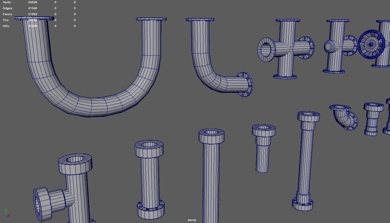 Low Poly Pipes Pack - 3D Model by ViperJr3D