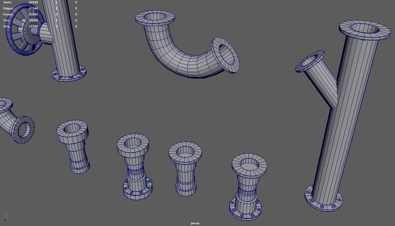 Low Poly Pipes Pack - 3D Model by ViperJr3D