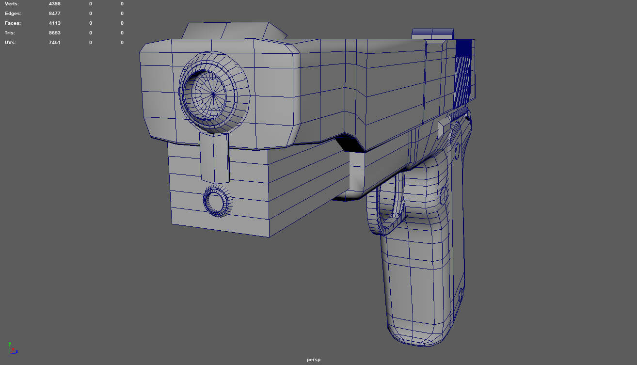 Low Poly Pistol 01 - 3D Model by ViperJr3D