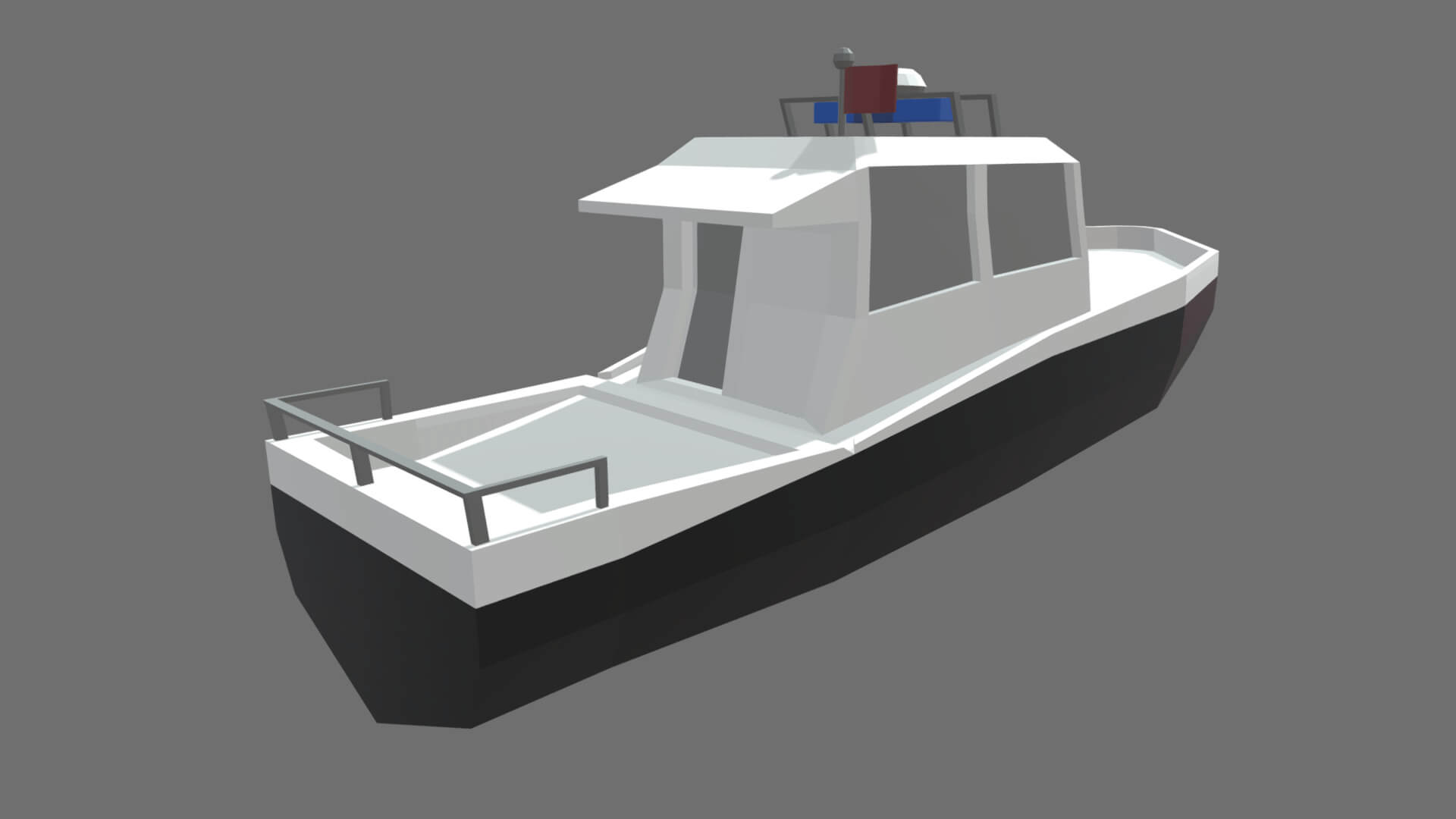 Low Poly Police Boat 01 - 3D Model by ViperJr3D