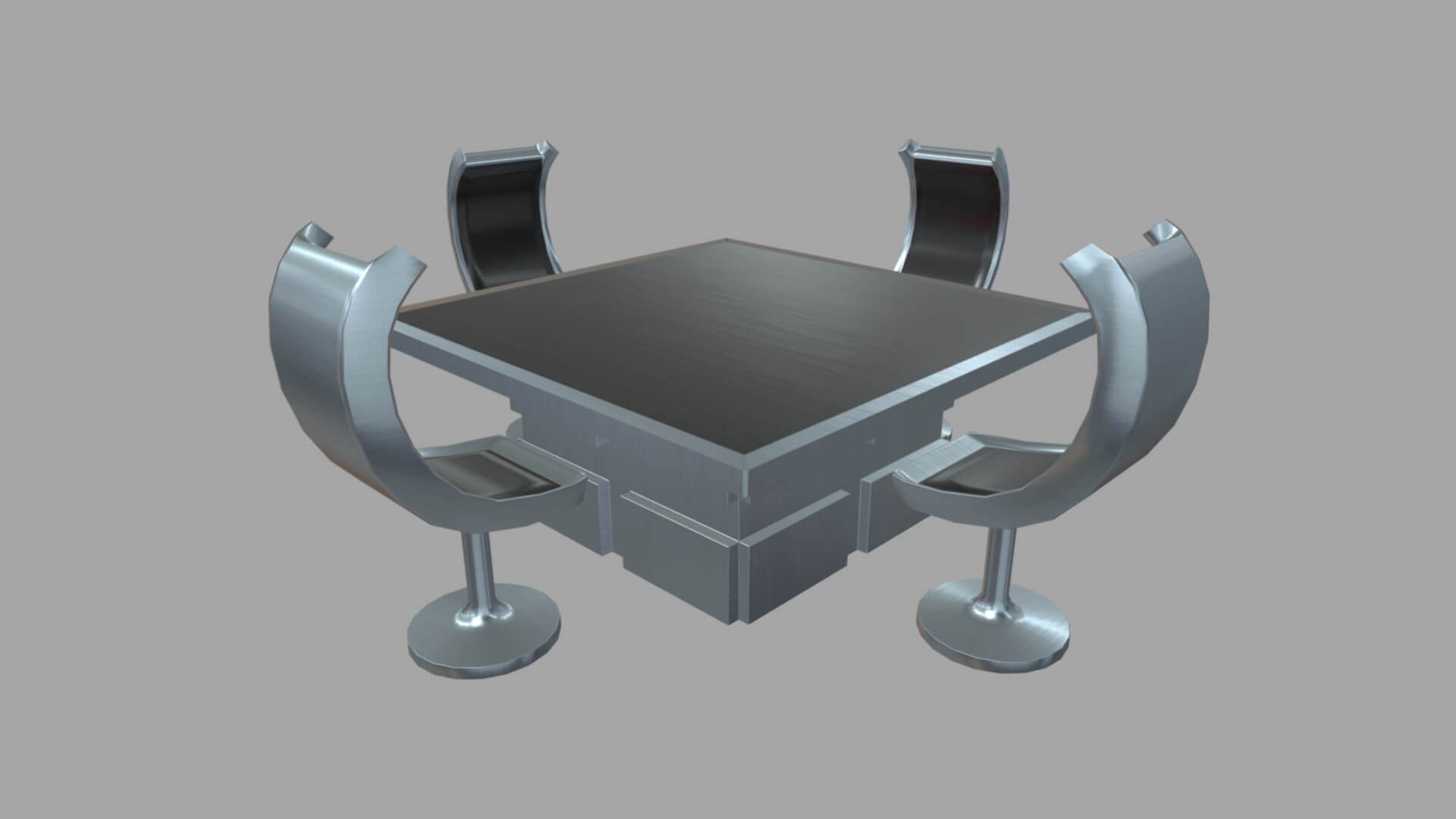 Low Poly Sci-Fi Table Chairs 01 3D Model by ViperJr3D