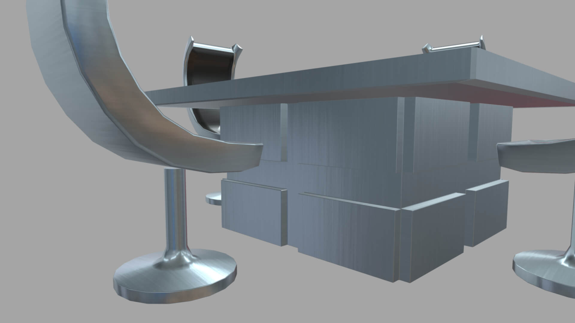 Low Poly Sci-Fi Table Chairs 01 3D Model by ViperJr3D