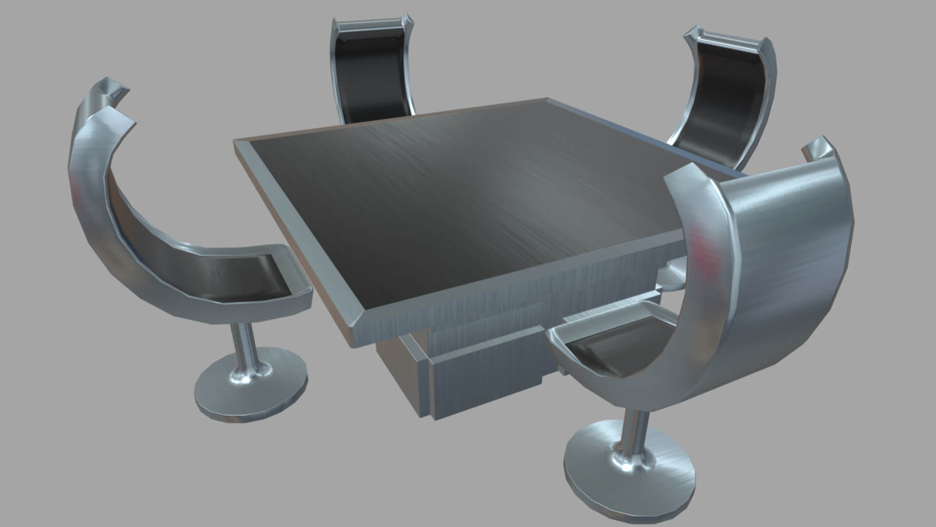 Low Poly Sci-Fi Table Chairs 01 3D Model by ViperJr3D