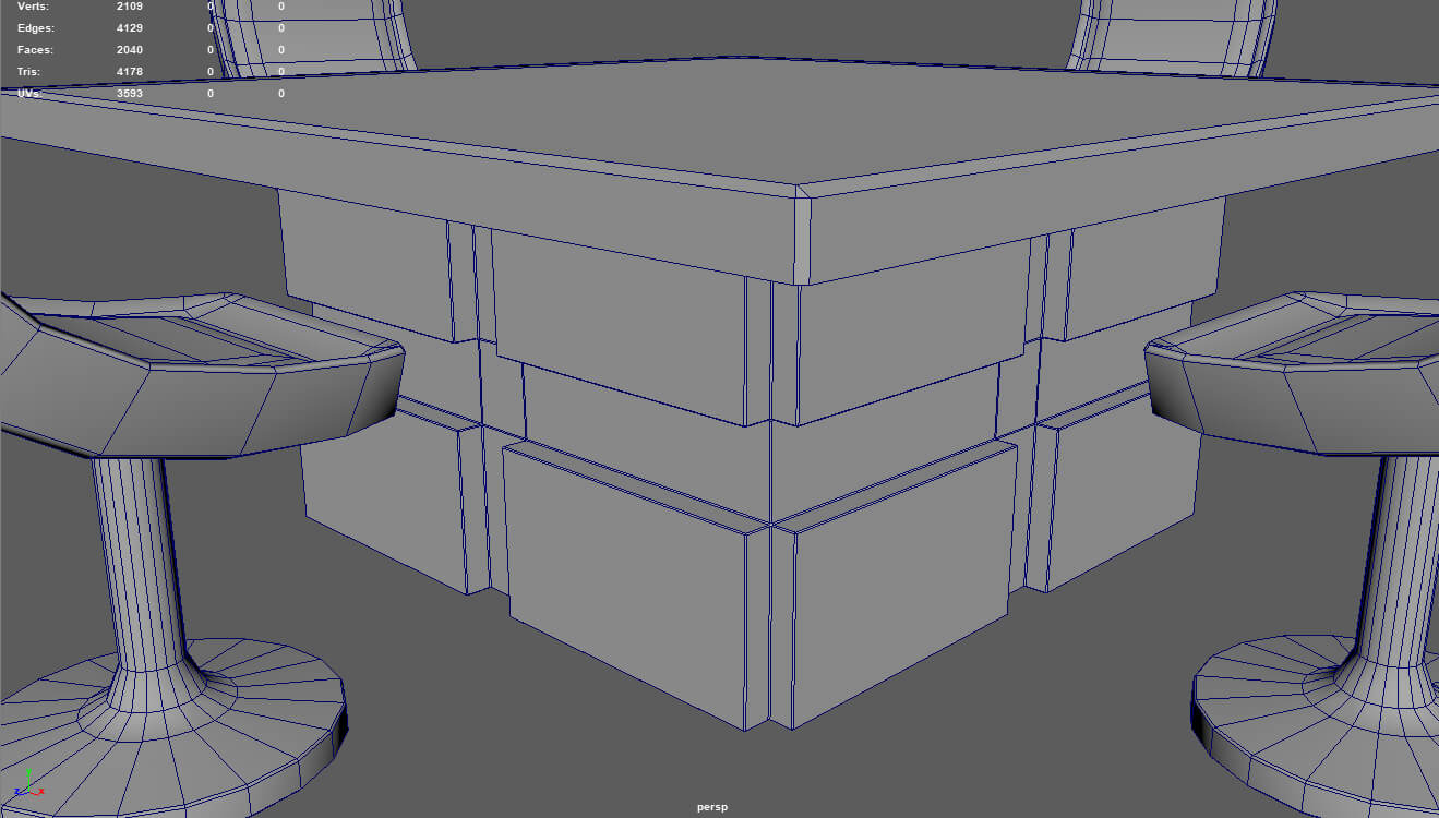 Low Poly Sci-Fi Table Chairs 01 3D Model by ViperJr3D