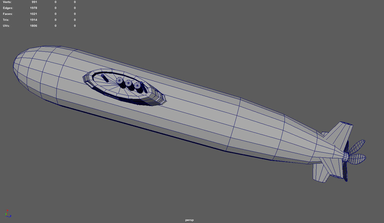 Low Poly Submarine 01 - 3D Model by ViperJr3D