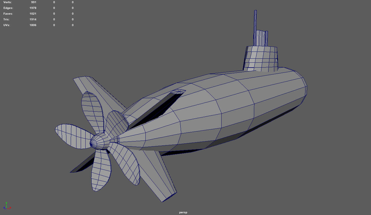 Low Poly Submarine 01 - 3D Model by ViperJr3D