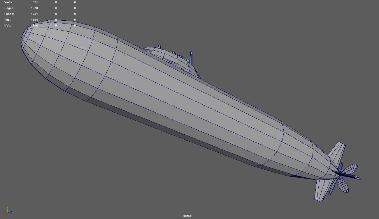 Low Poly Submarine 01 - 3D Model by ViperJr3D