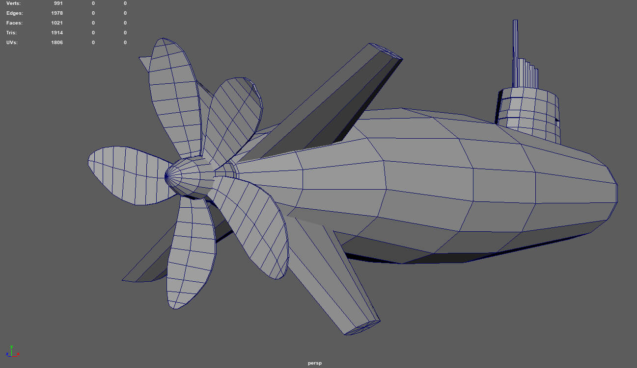 Low Poly Submarine 01 - 3D Model by ViperJr3D