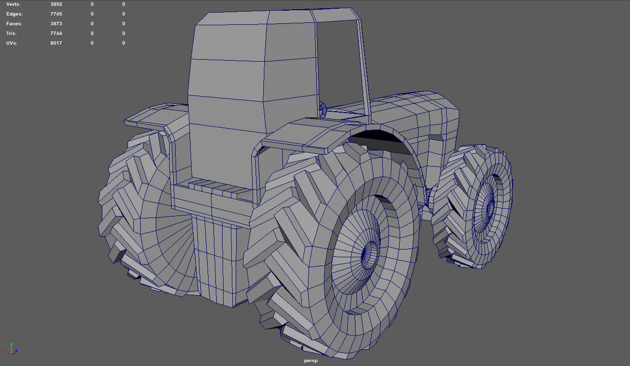 Low Poly Tractor 01 - 3D Model by ViperJr3D