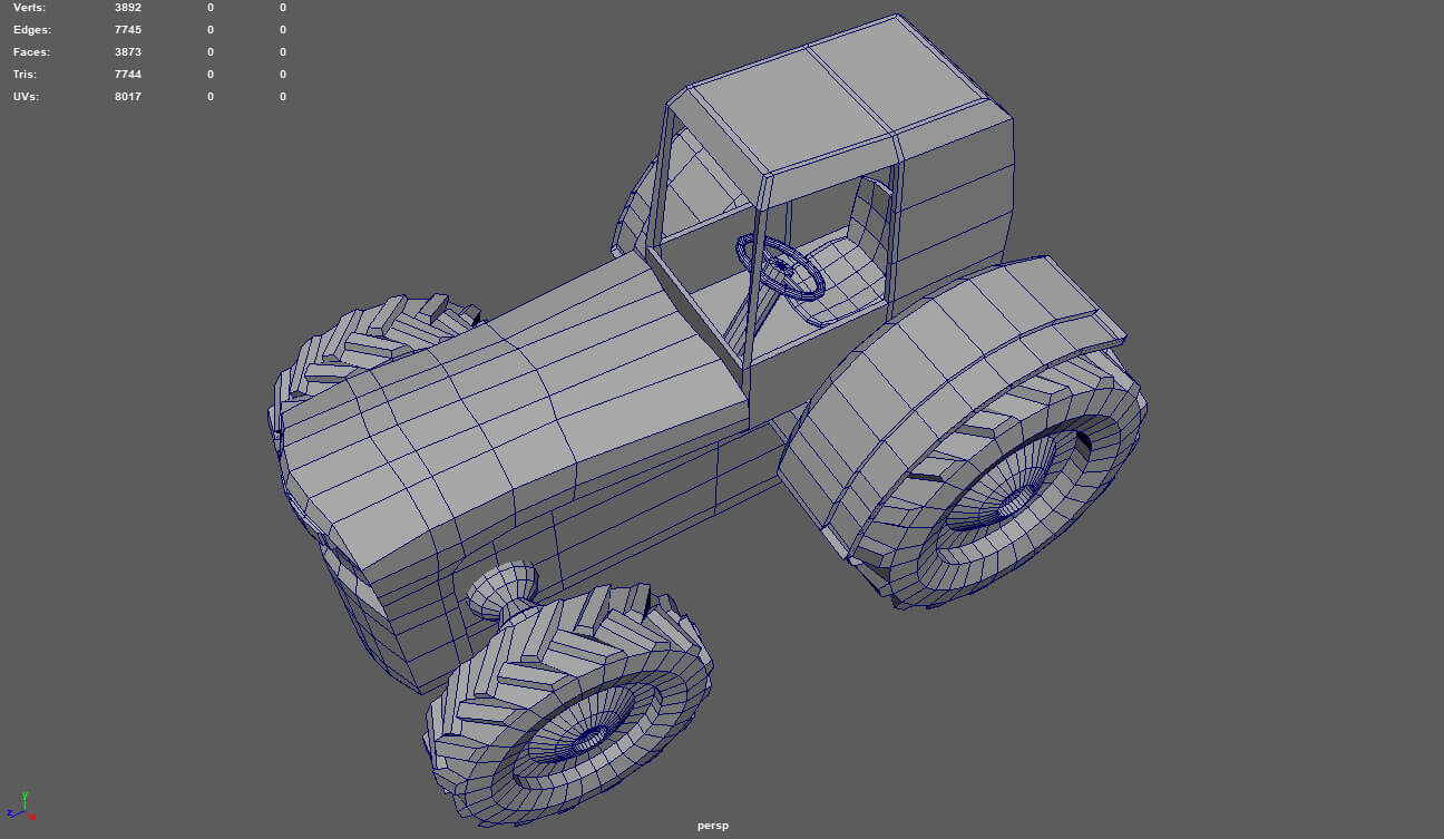 Low Poly Tractor 01 - 3D Model by ViperJr3D