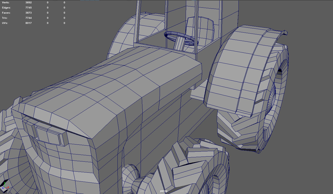 Low Poly Tractor 01 - 3D Model by ViperJr3D