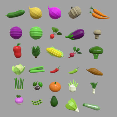 Low Poly Vegetables Pack 01 - 3D Model by ViperJr3D