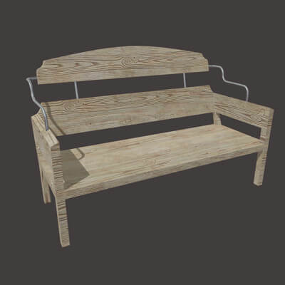 Low Poly White Wood Bench - 3D Model by ViperJr3D