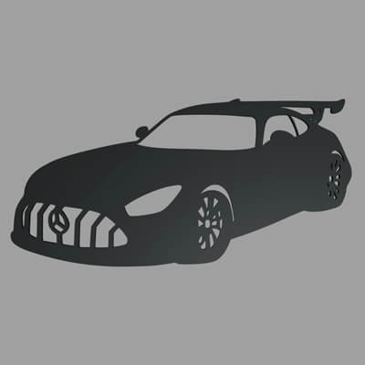 Mercedes-Benz AMG GT Wall Silhouette 3D Model by ViperJr3D
