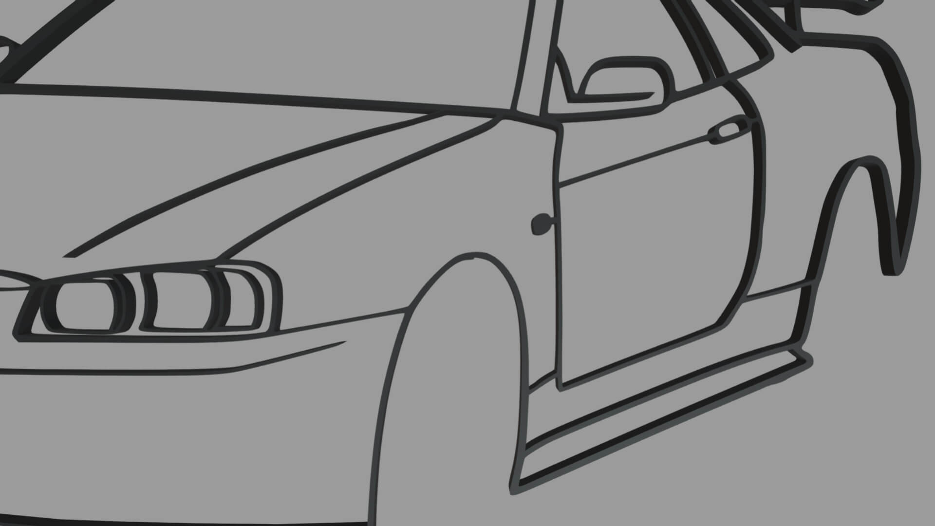 Nissan Skyline GTR R34 Wall Silhouette - 3D Model by ViperJr3D