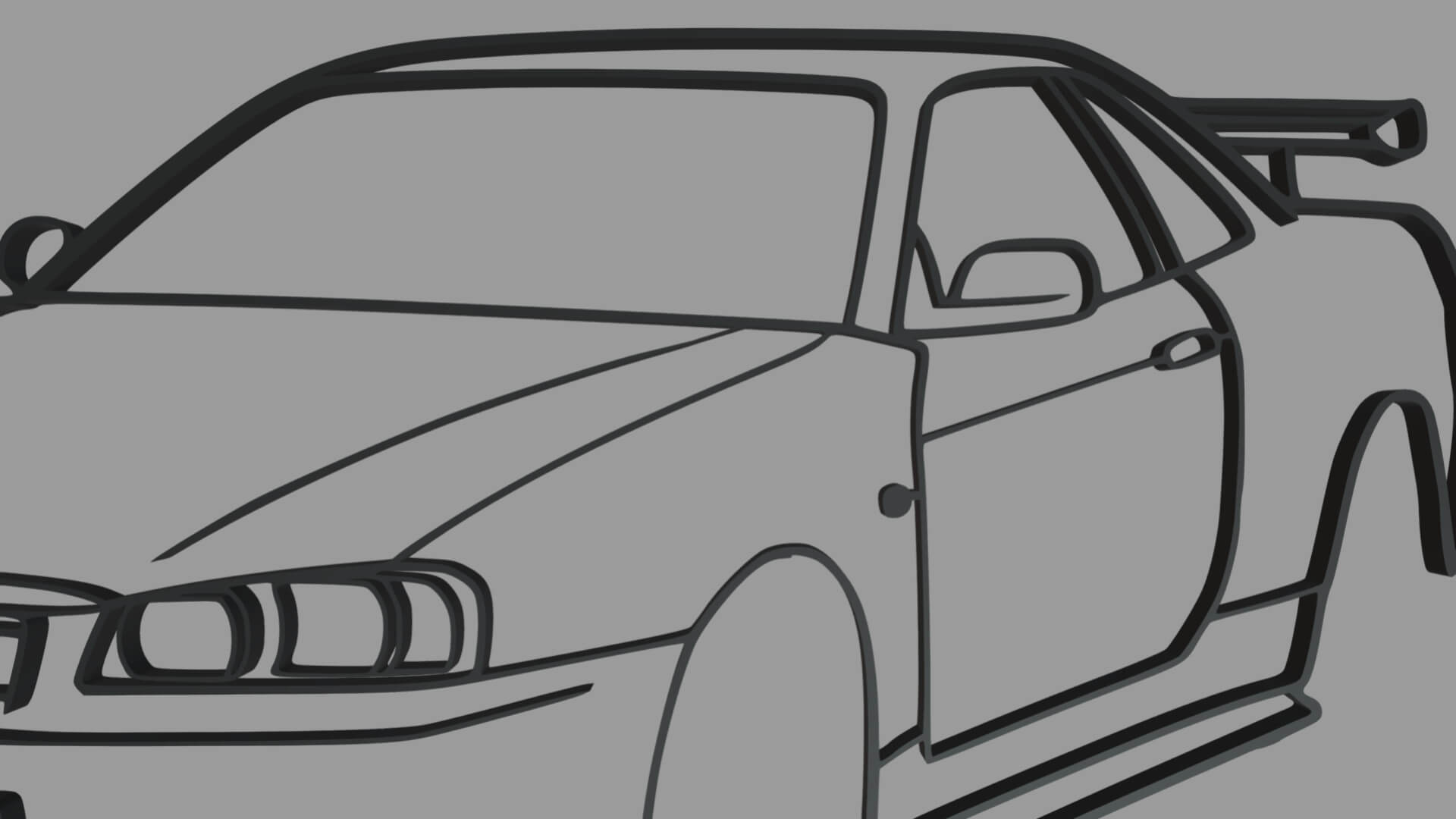 Nissan Skyline GTR R34 Wall Silhouette - 3D Model by ViperJr3D