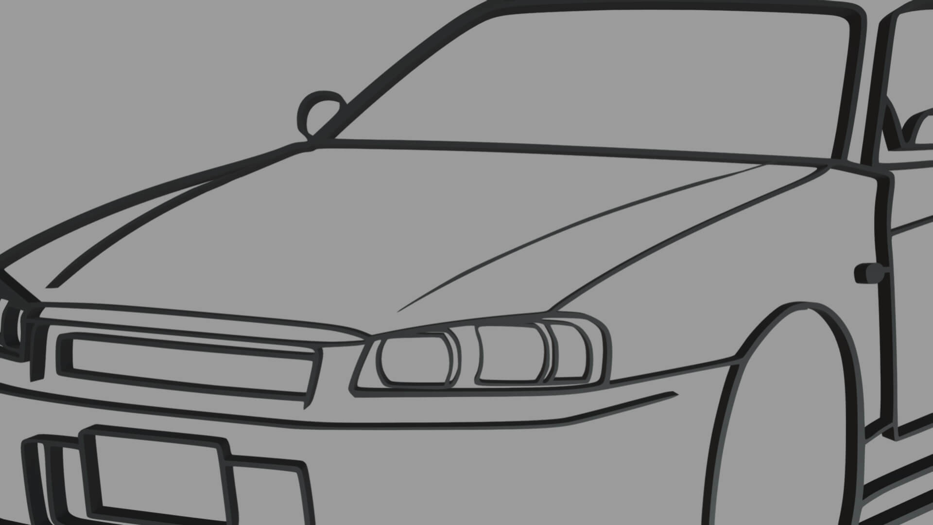 Nissan Skyline GTR R34 Wall Silhouette - 3D Model by ViperJr3D