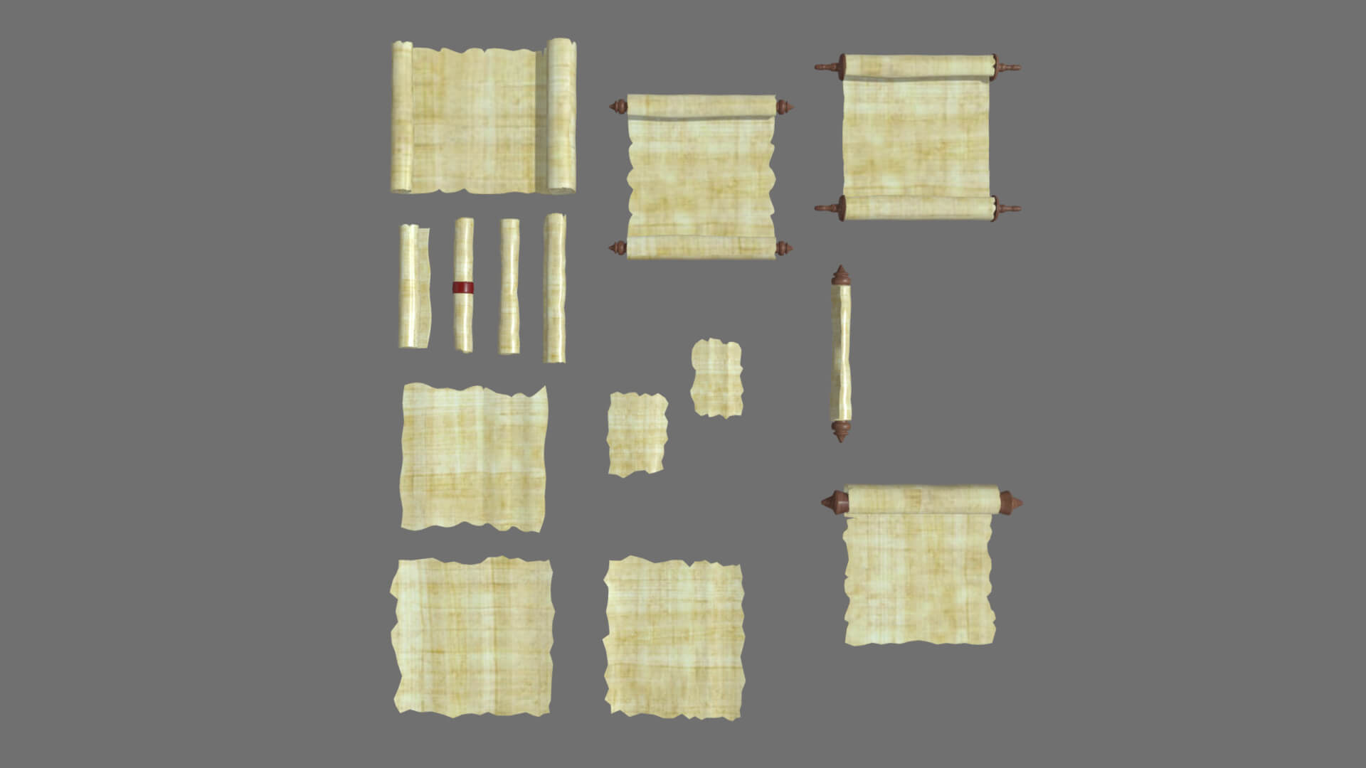 Old Papyrus Parchments - 3D Model by ViperJr3D