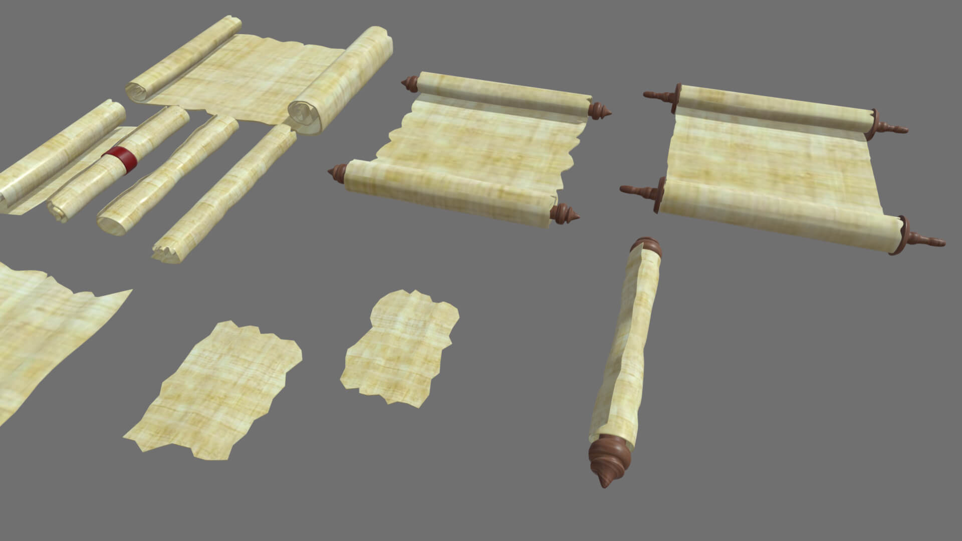 Old Papyrus Parchments - 3D Model by ViperJr3D